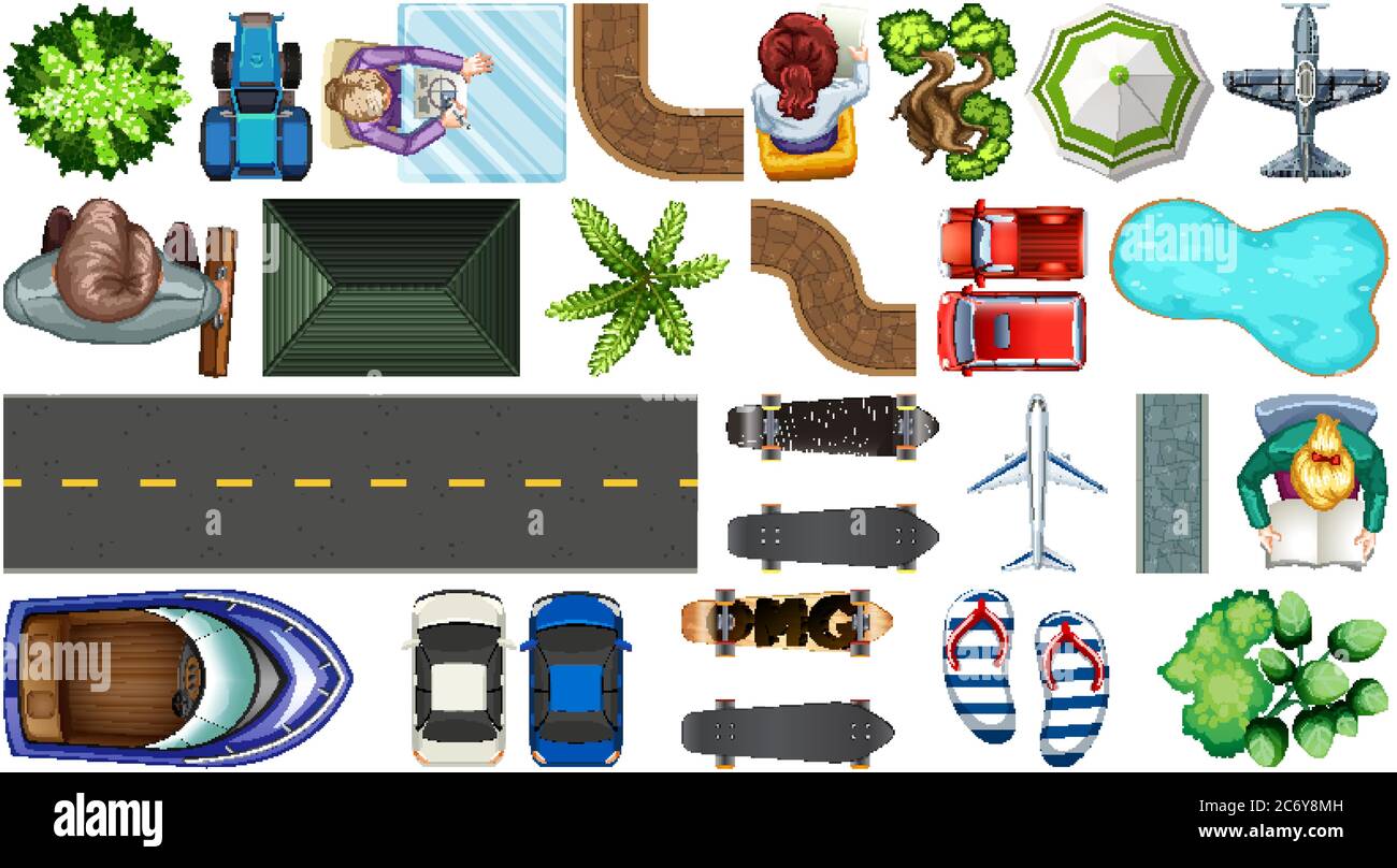 Set of aerial element house decorations isolated illustration Stock ...