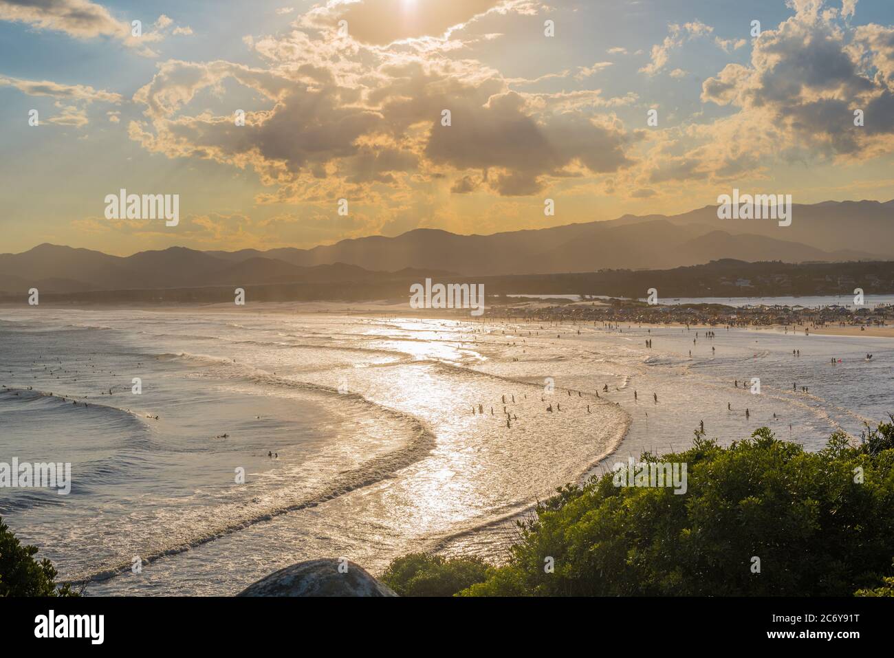 Sunset at Guarda do Embaú beach Stock Photo - Alamy