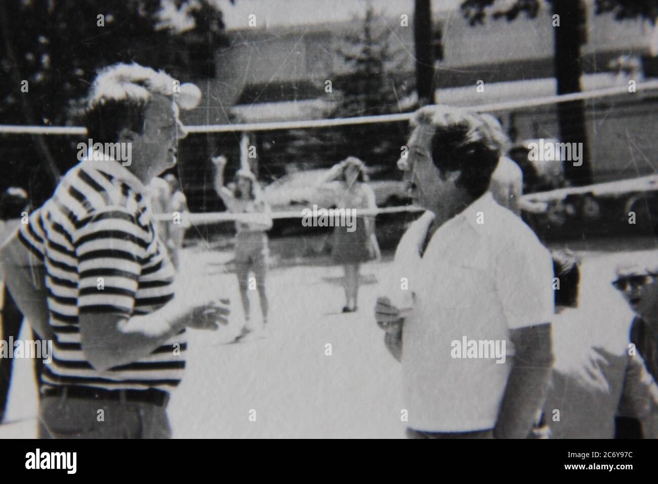 Fine 70s vintage black and white lifestyle photography of a friendly ...