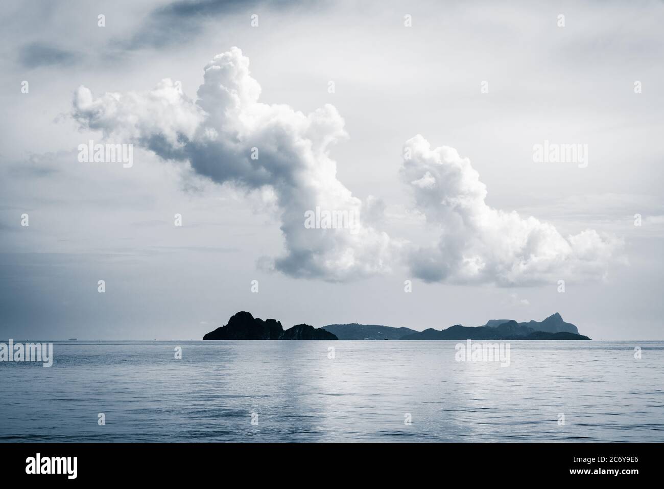 Rain clouds building over islands in the Andaman Sea in Thailand Stock ...