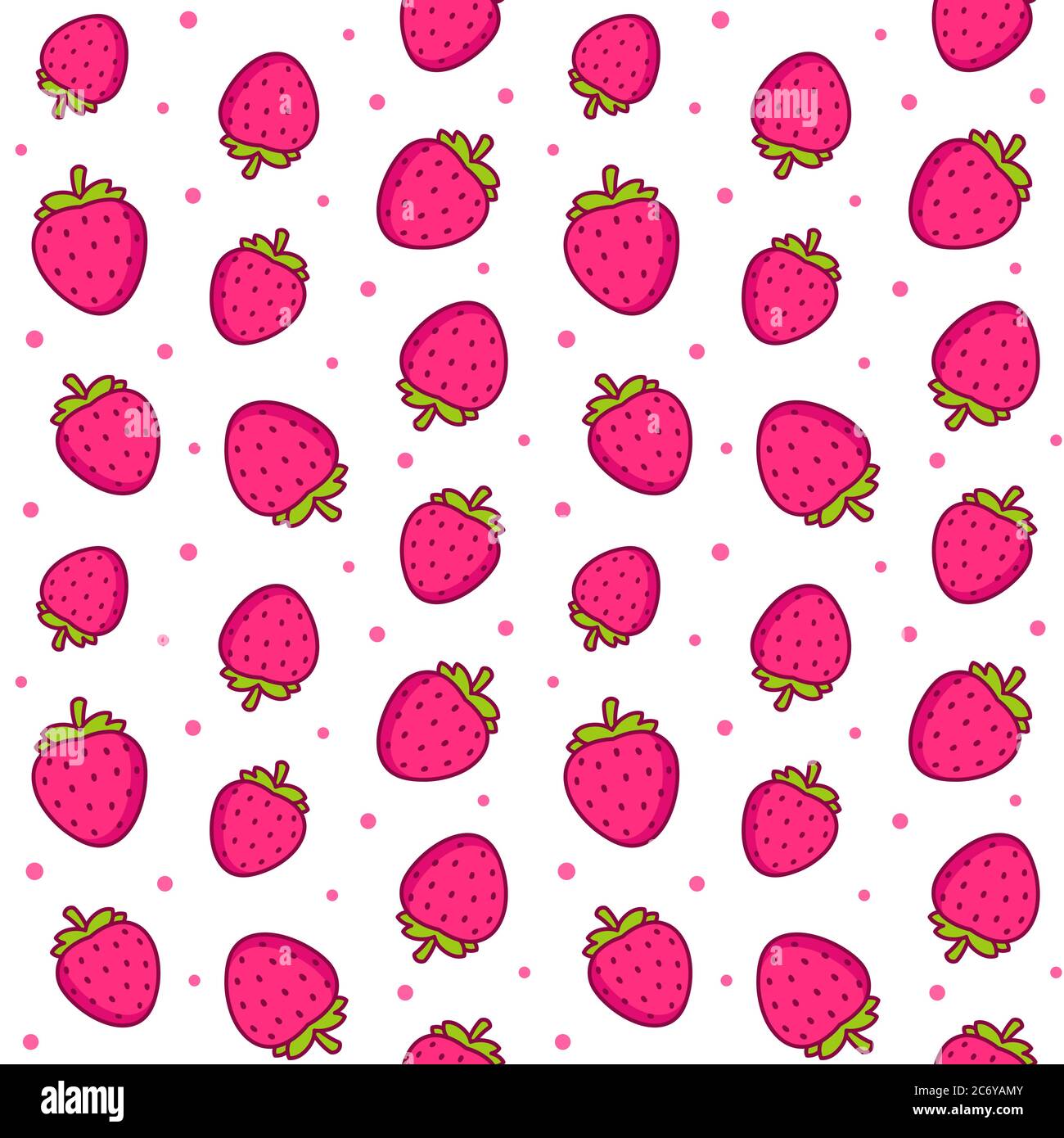Cute cartoon strawberry pattern. Seamless texture of strawberries and ...