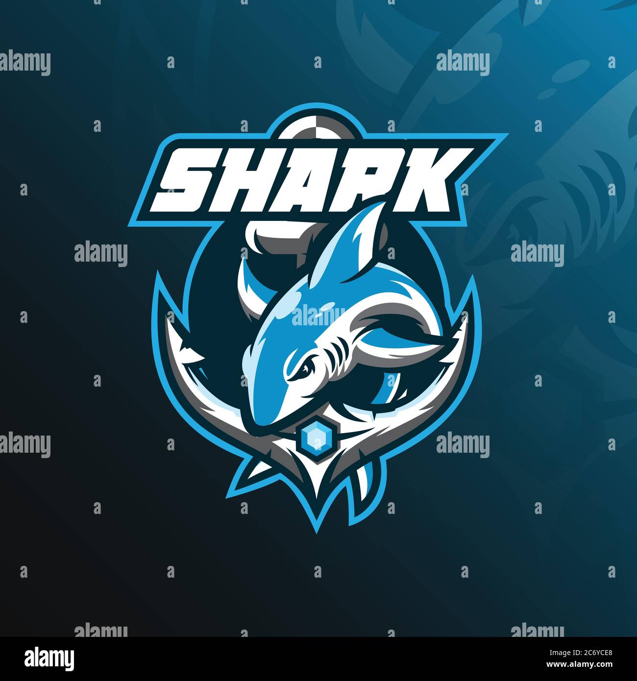 shark mascot logo design vector with modern illustration concept style ...