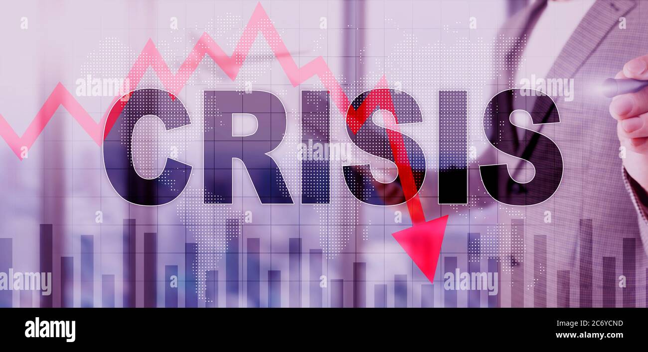 Crisis Business Background. Red Arrow Down Stock Photo - Alamy