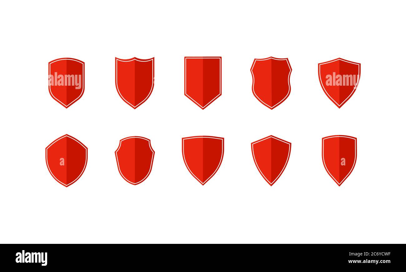 Shield icon set in flat. Safe and protect logo. Security symbol. Vector ...