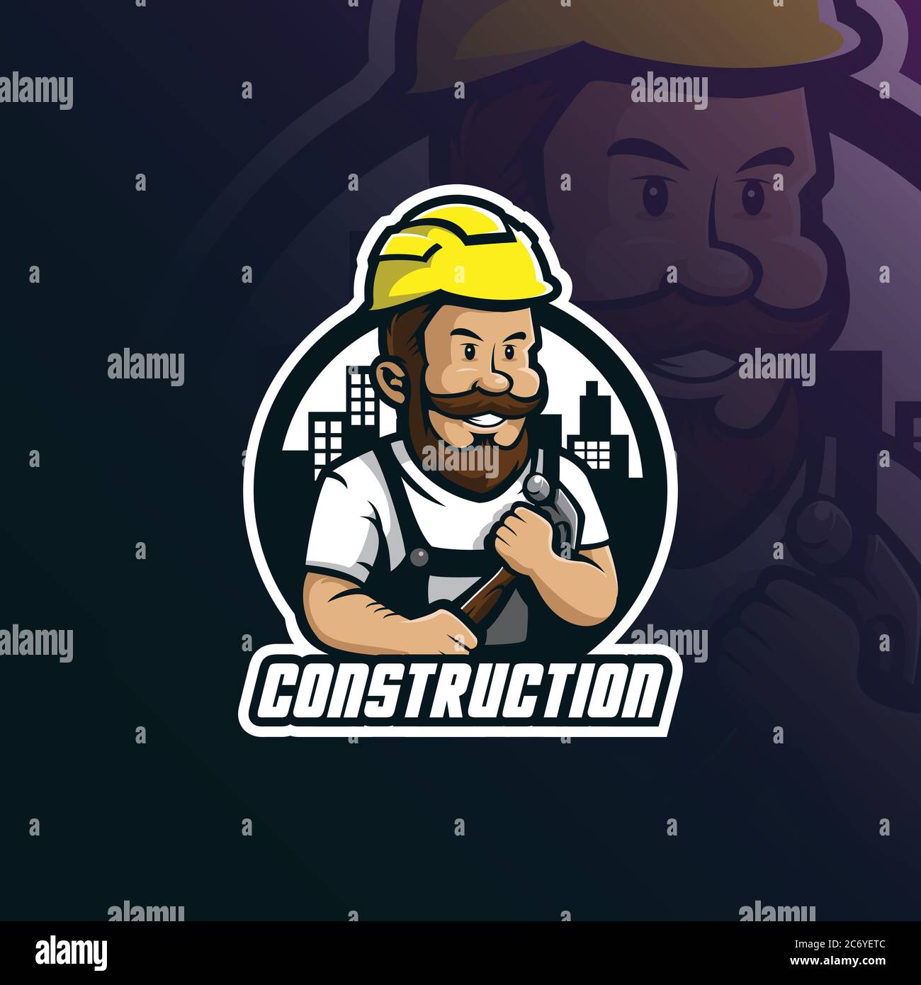 builder mascot vector logo design with modern illustration concept ...