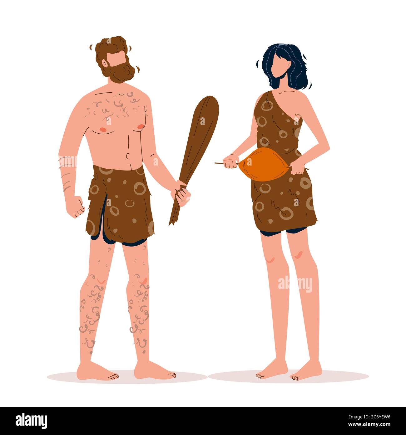 Caveman Primitive Man Talking With Woman Vector Stock Vector Image ...