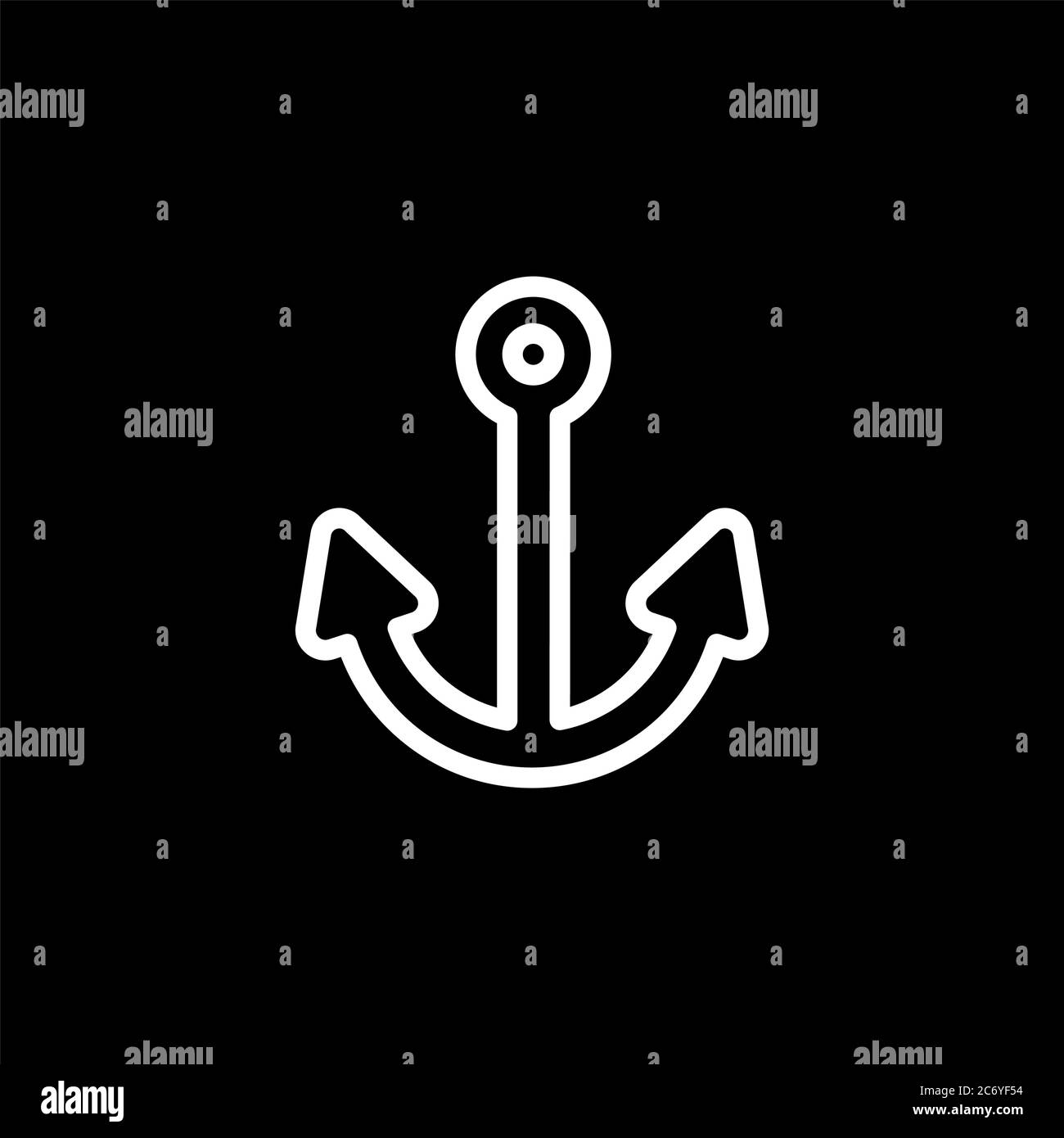 Anchor Line Icon On Black Background. Black Flat Style Vector ...