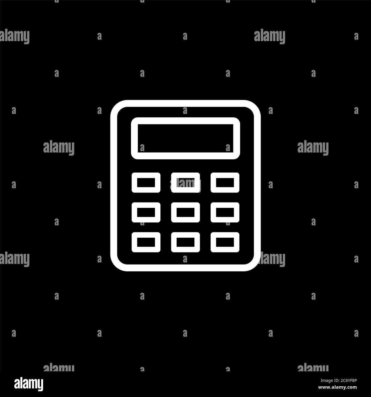 Calculator Line Icon On Black Background. Black Flat Style Vector ...