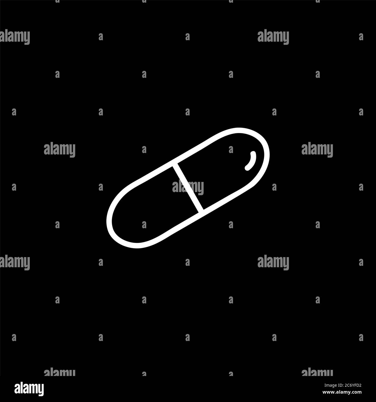 Capsule Line Icon On Black Background. Black Flat Style Vector ...