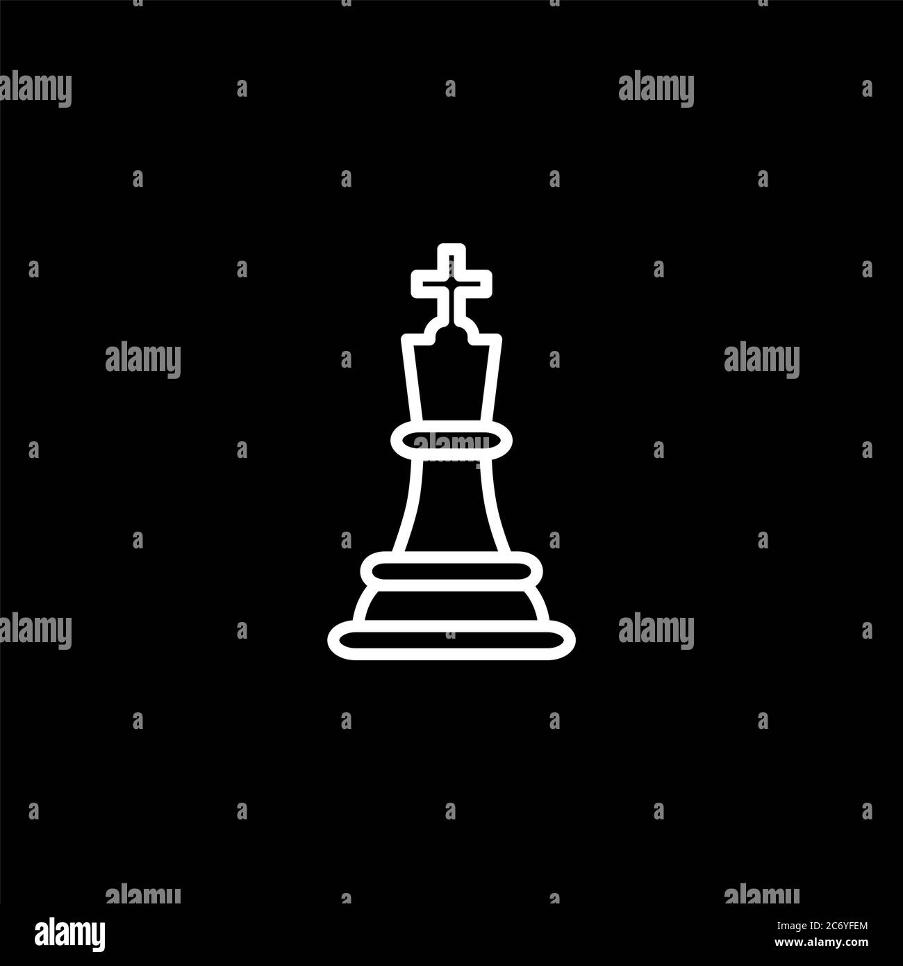 Chess King Line Icon On Black Background. Black Flat Style Vector ...