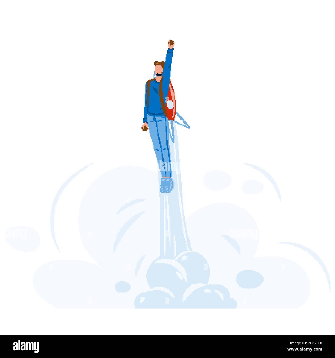 Man Businessman Fly With Jet Pack Booster Vector Stock Vector Image ...