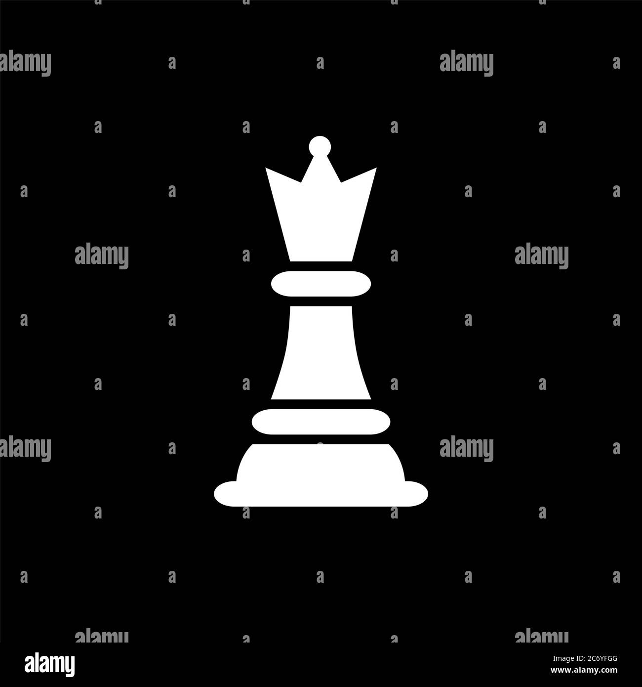 Chess Queen Icon On Black Background. Black Flat Style Vector ...