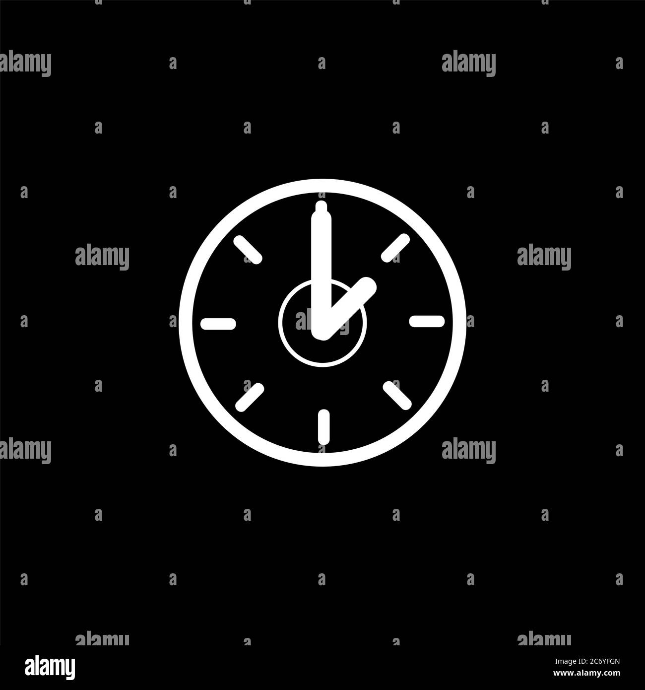 Clock Icon On Black Background. Black Flat Style Vector Illustration ...