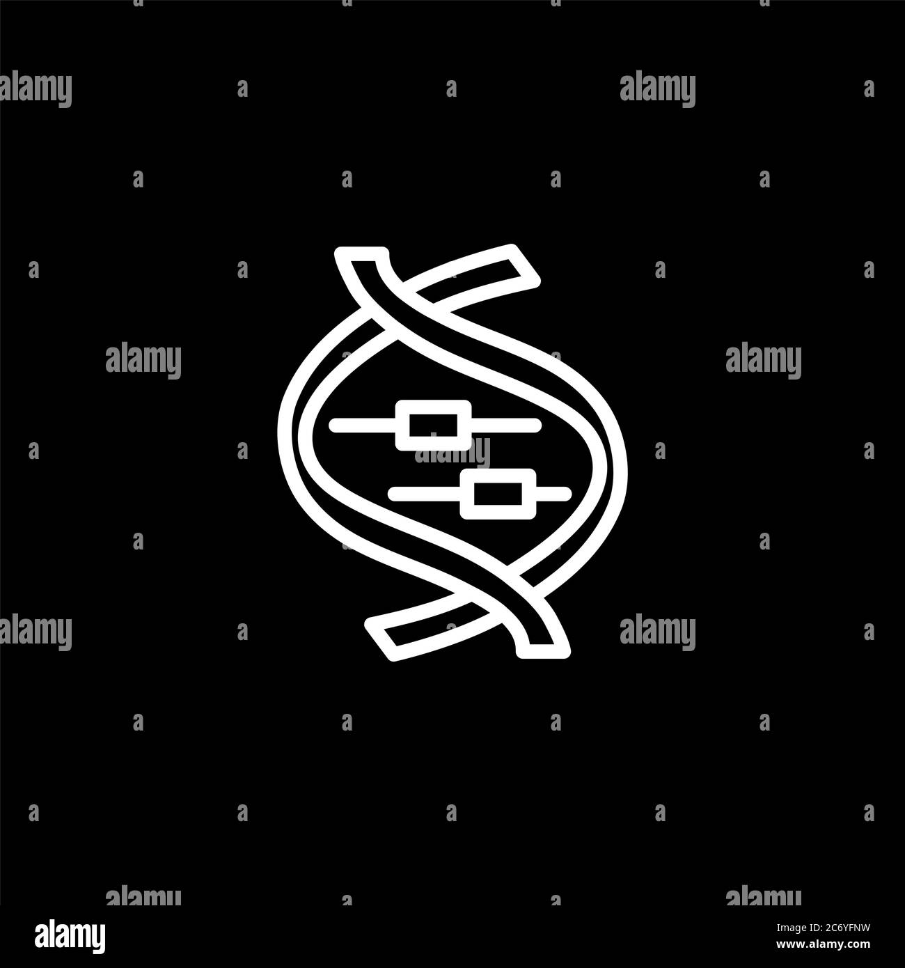 DNA Line Icon On Black Background. Black Flat Style Vector Illustration ...