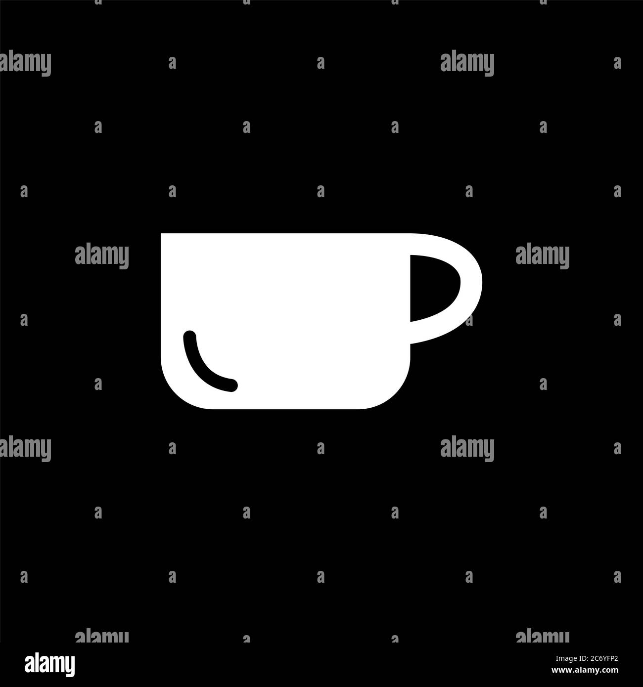 Coffee Cup Empty Icon On Black Background. Black Flat Style Vector ...