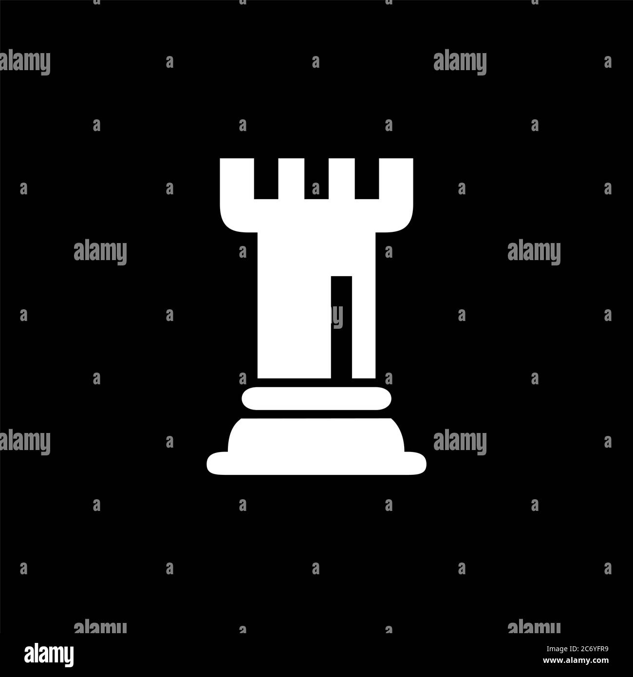 Chess Rook Icon On Black Background. Black Flat Style Vector ...
