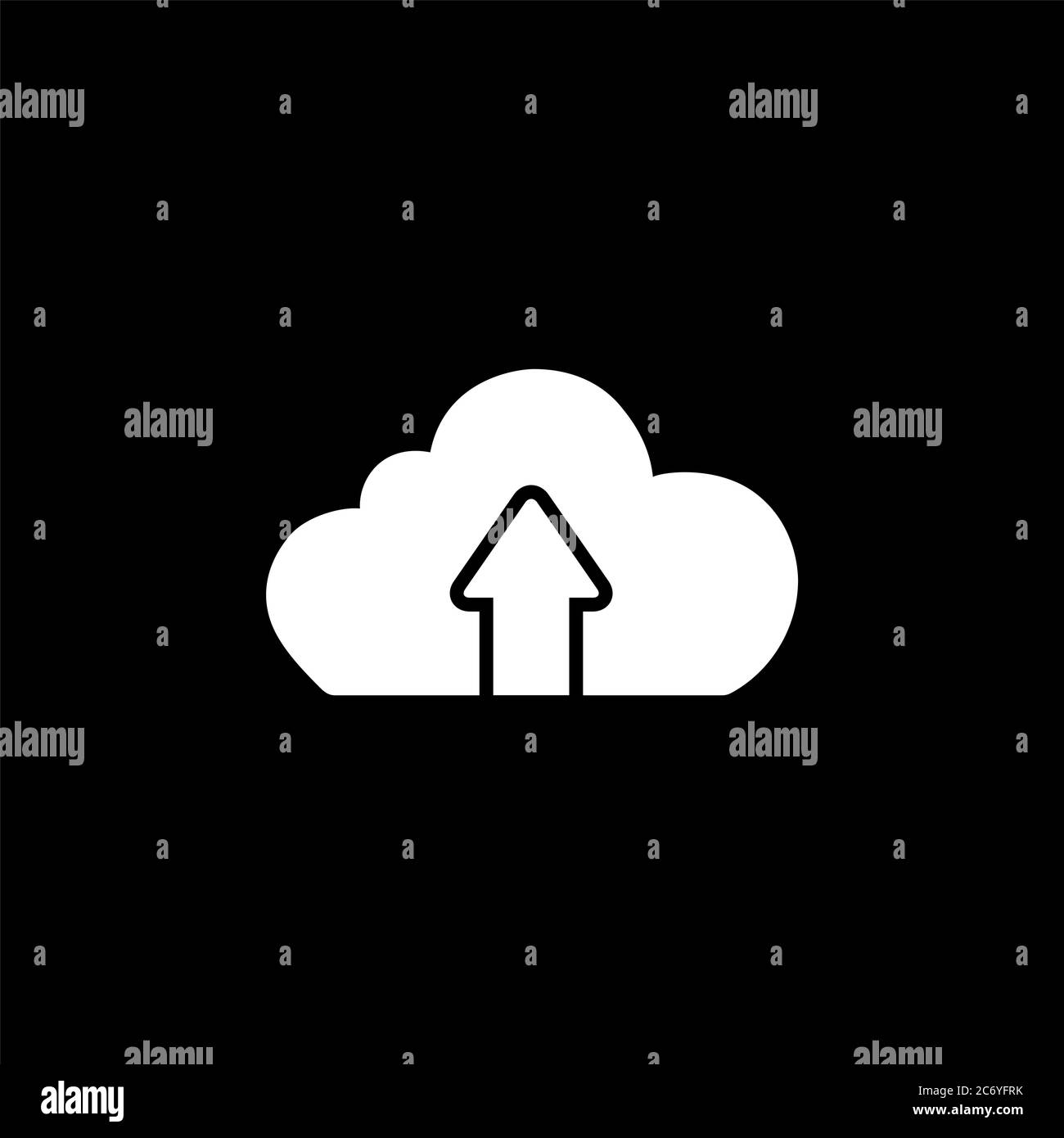 Cloud Upload Icon On Black Background. Black Flat Style Vector Illustration Stock Vector Image ...