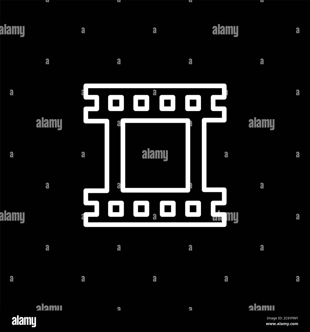 Film Strip Line Icon On Black Background. Black Flat Style Vector ...