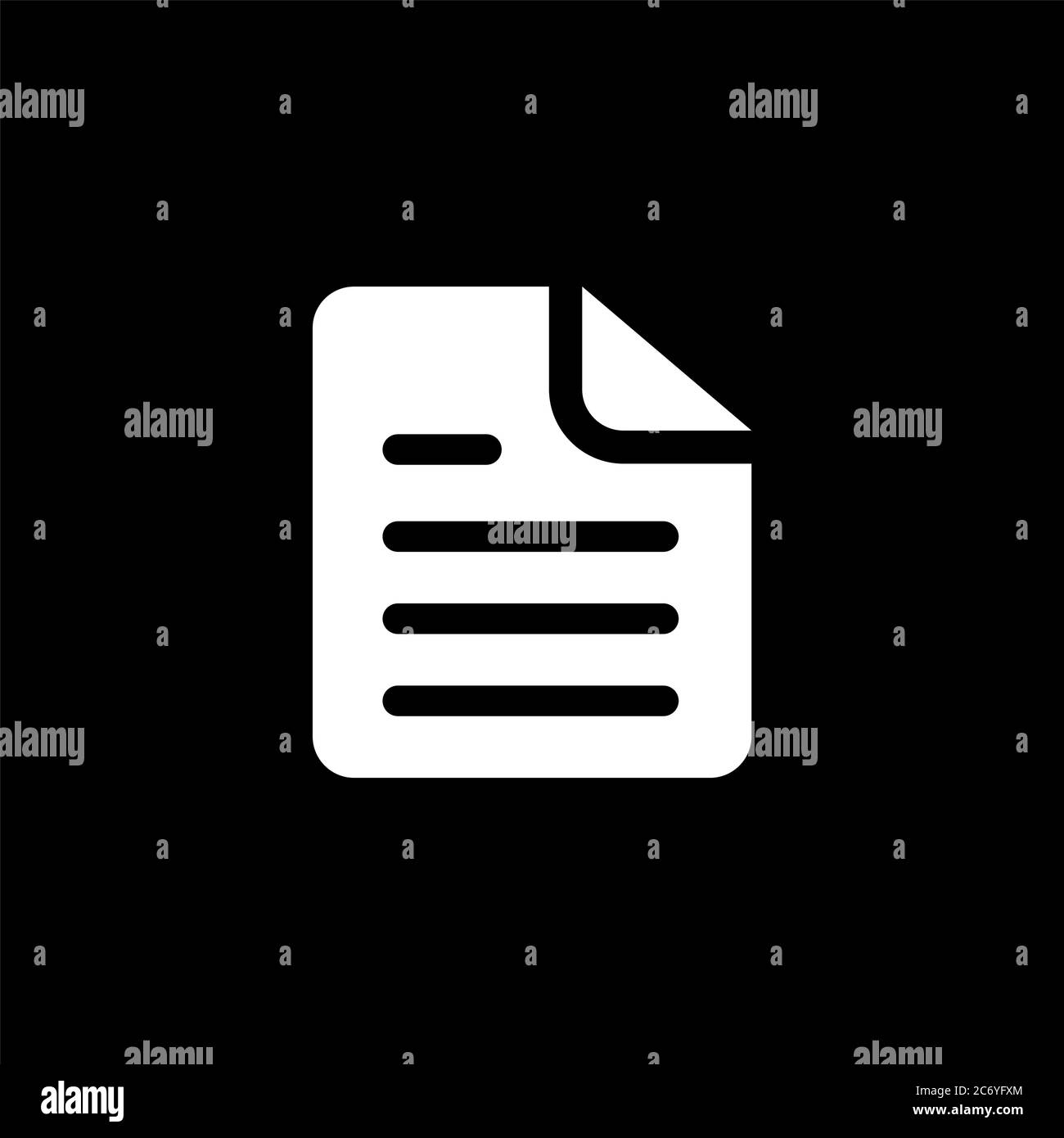 Document Icon On Black Background. Black Flat Style Vector Illustration ...