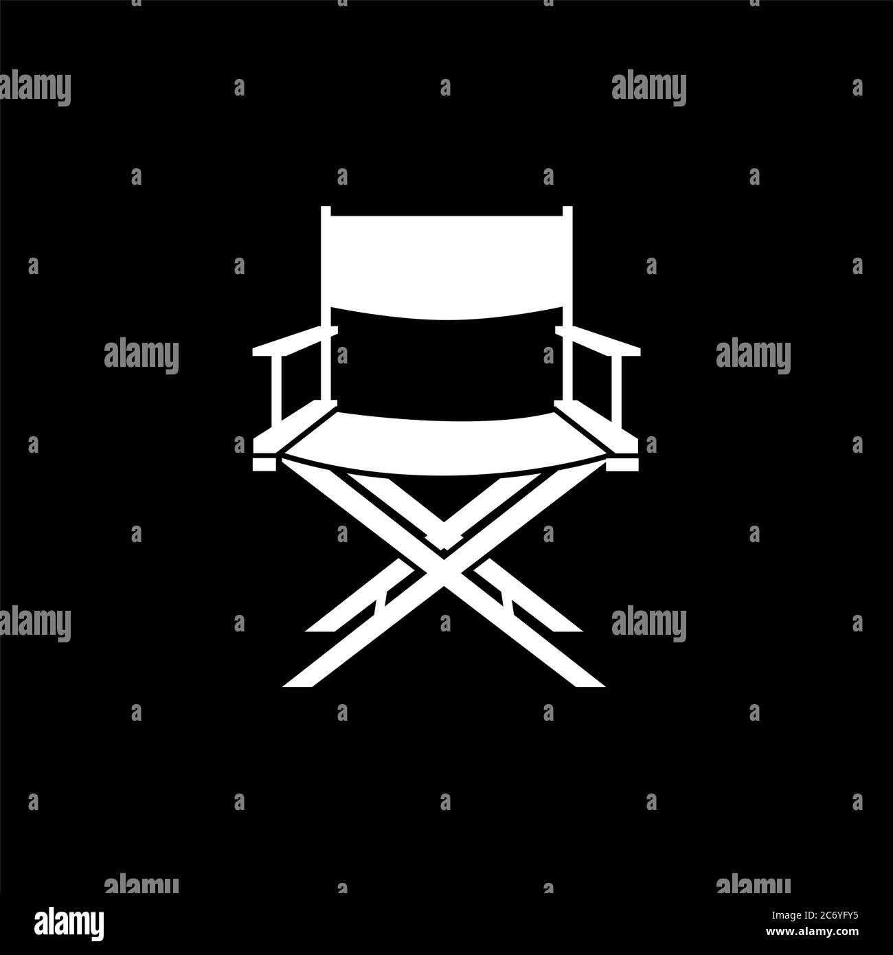 Director Chair Icon On Black Background. Black Flat Style Vector ...