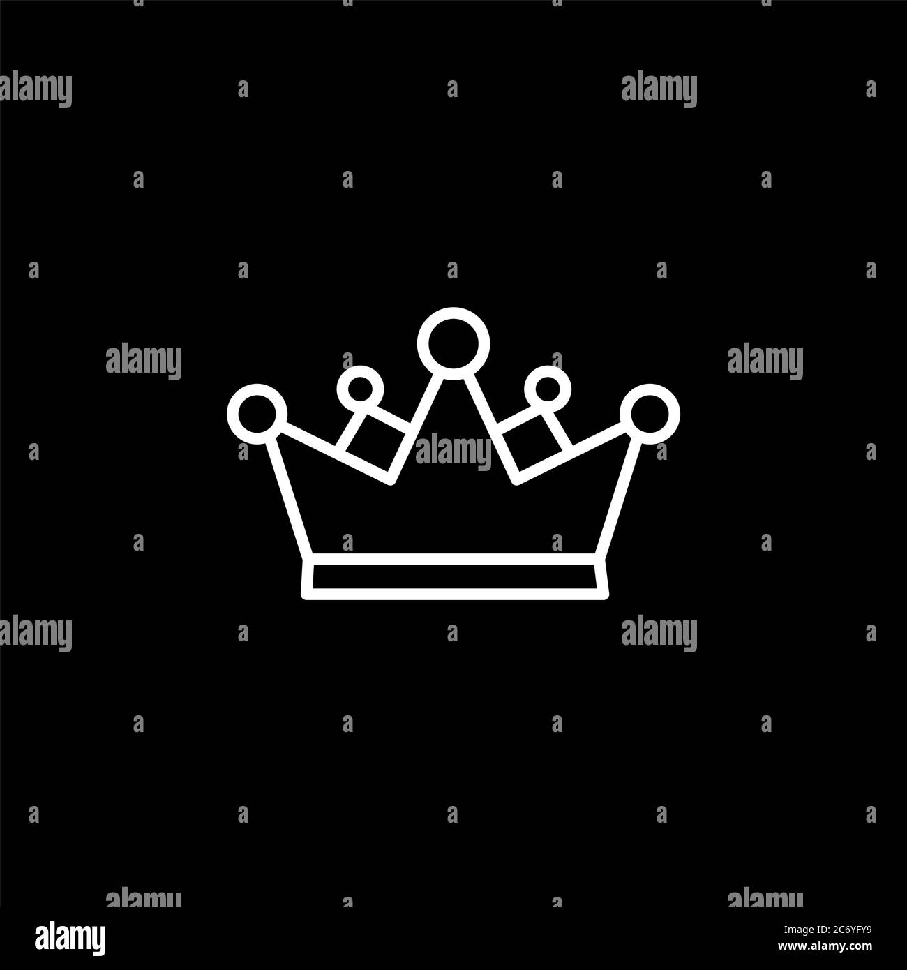 Crown Line Icon On Black Background. Black Flat Style Vector ...
