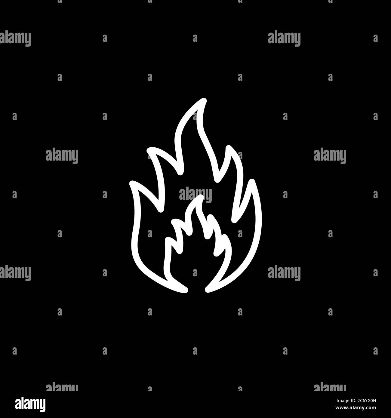 Fire Line Icon On Black Background. Black Flat Style Vector ...