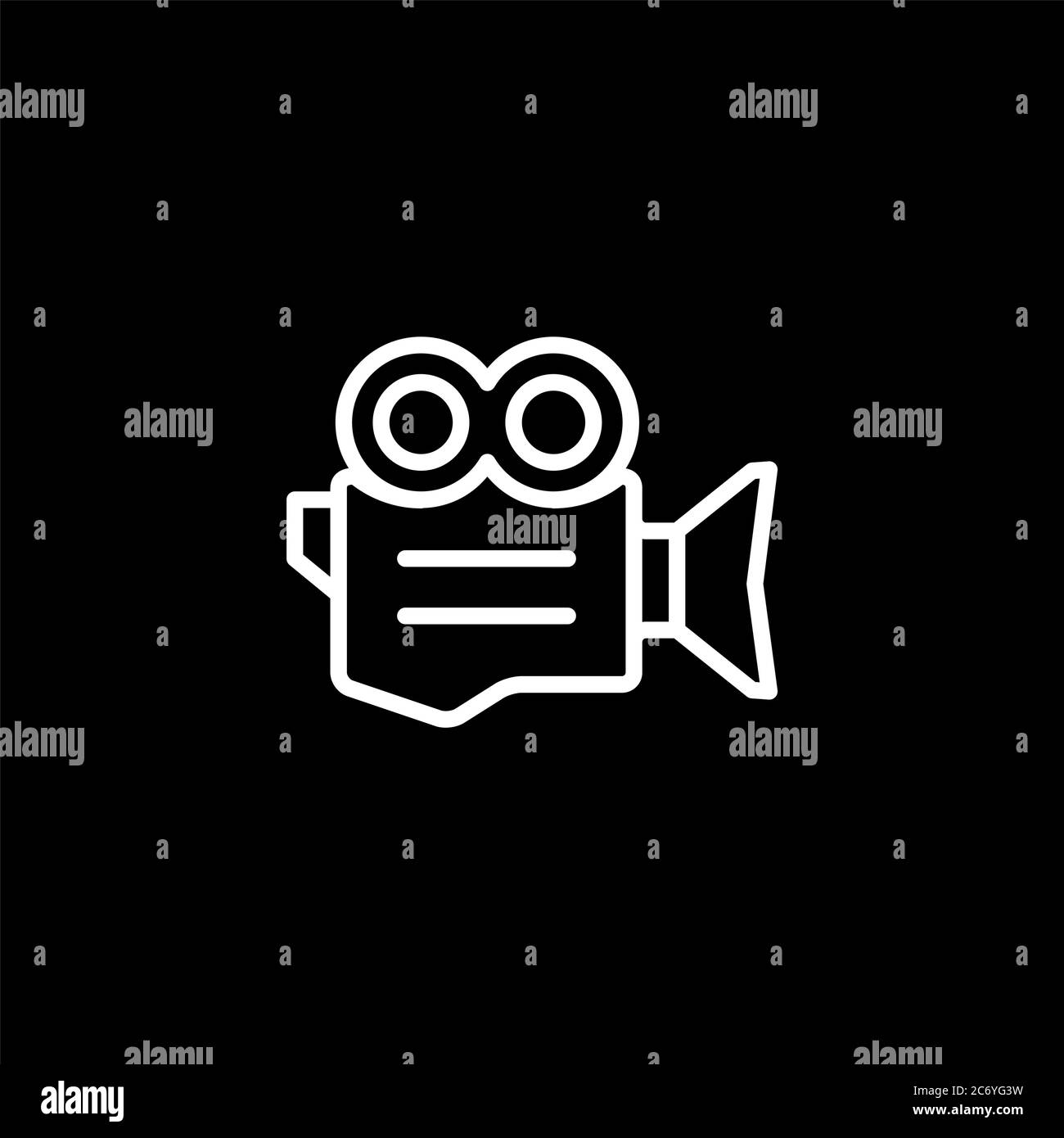 Film Camera Line Icon On Black Background. Black Flat Style Vector ...