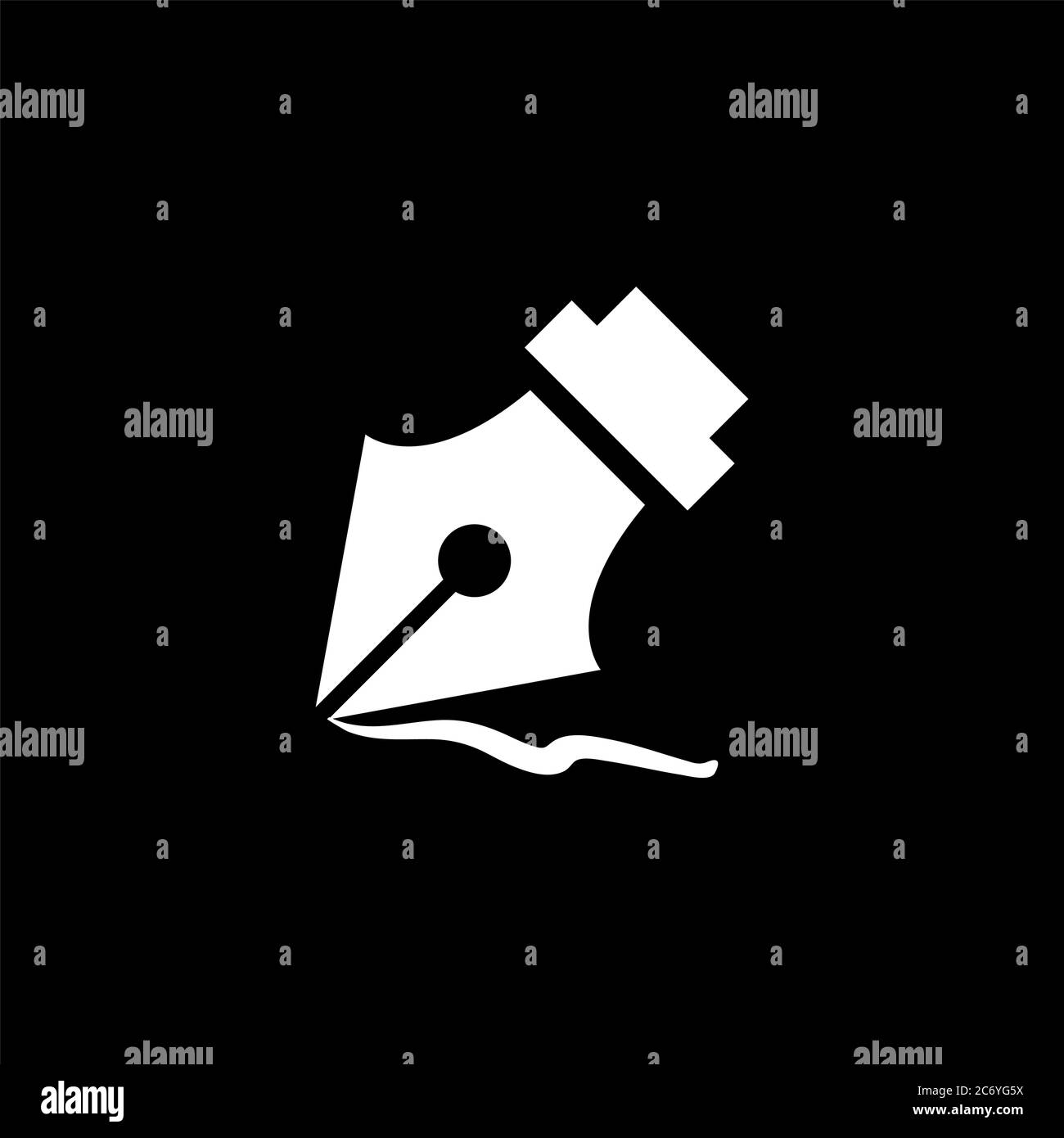 Fountain Pen Nib Icon On Black Background. Black Flat Style Vector ...