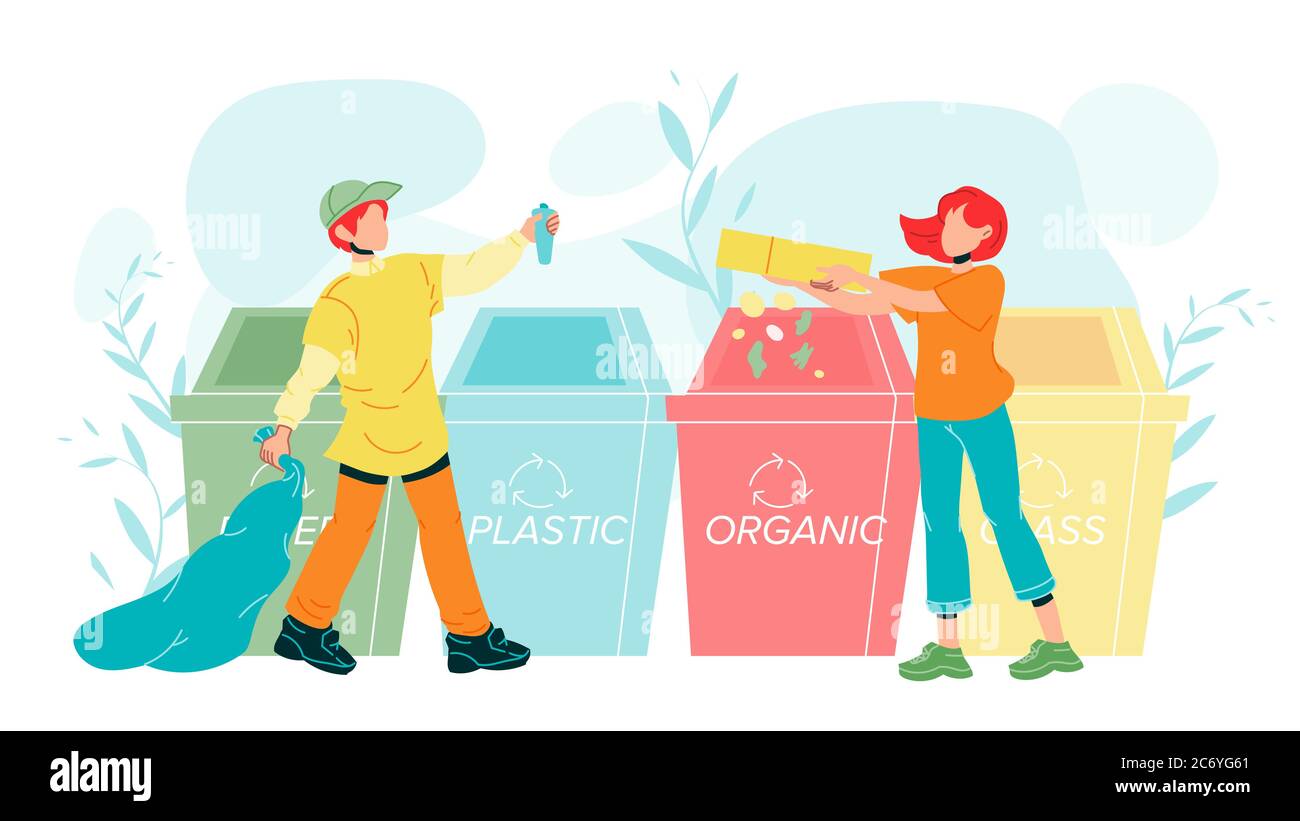 Characters Human Sorting Recycling Garbage Vector Illustration Stock ...