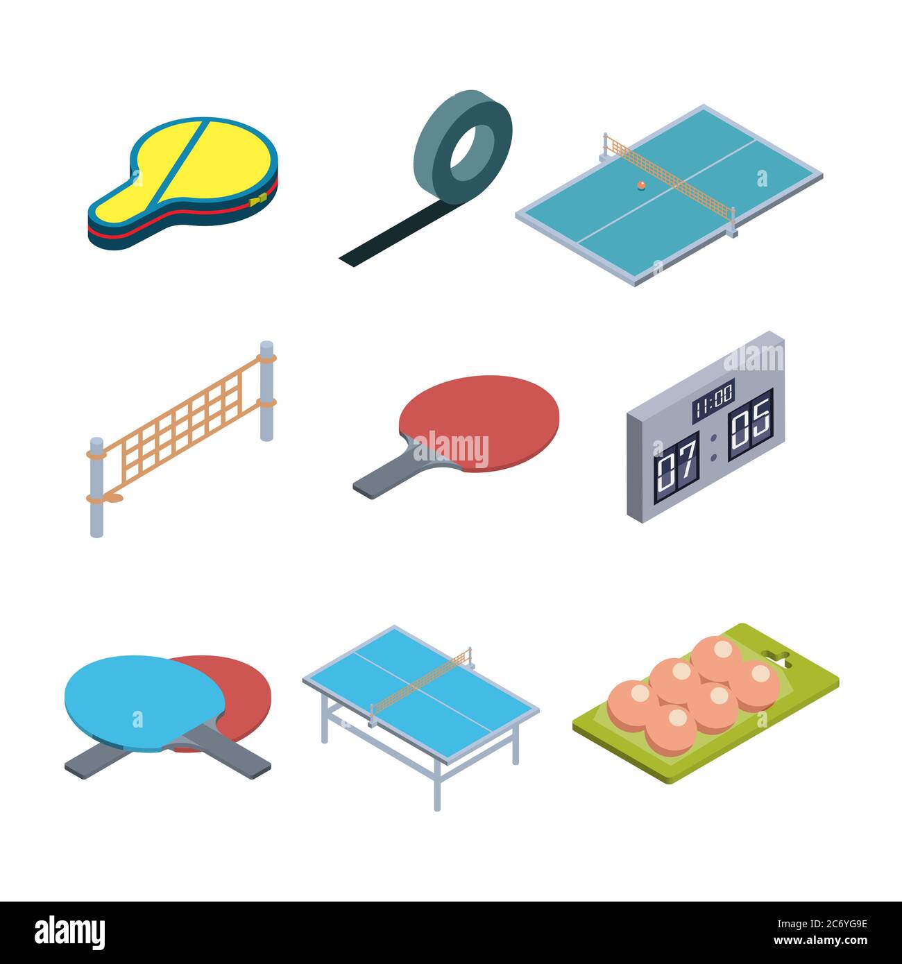 Table Tennis Game Equipment Collection Set Vector Stock Vector Image ...