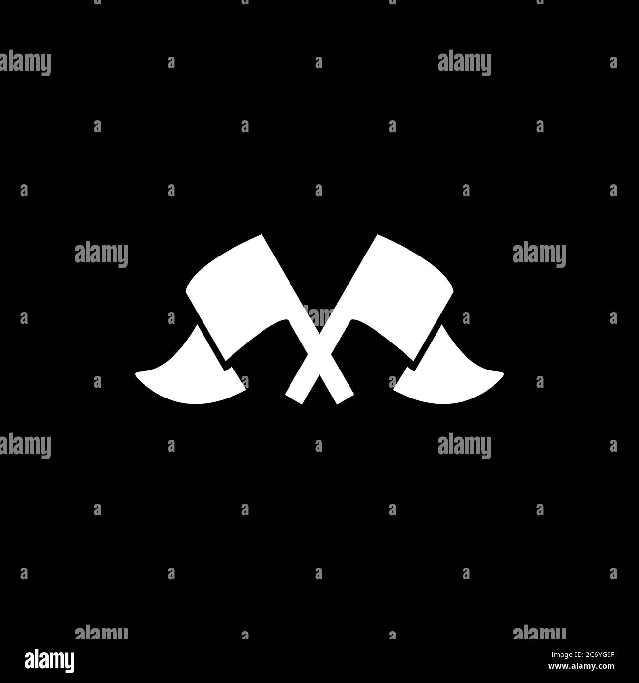 Crossed Flags Icon On Black Background. Black Flat Style Vector ...