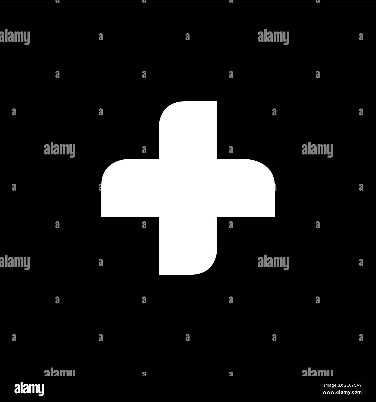 Medical Cross Icon On Black Background. Black Flat Style Vector ...