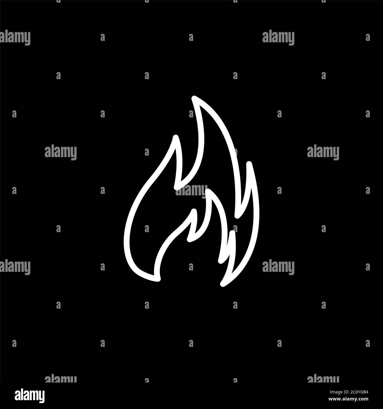 Fire Line Icon On Black Background. Black Flat Style Vector ...