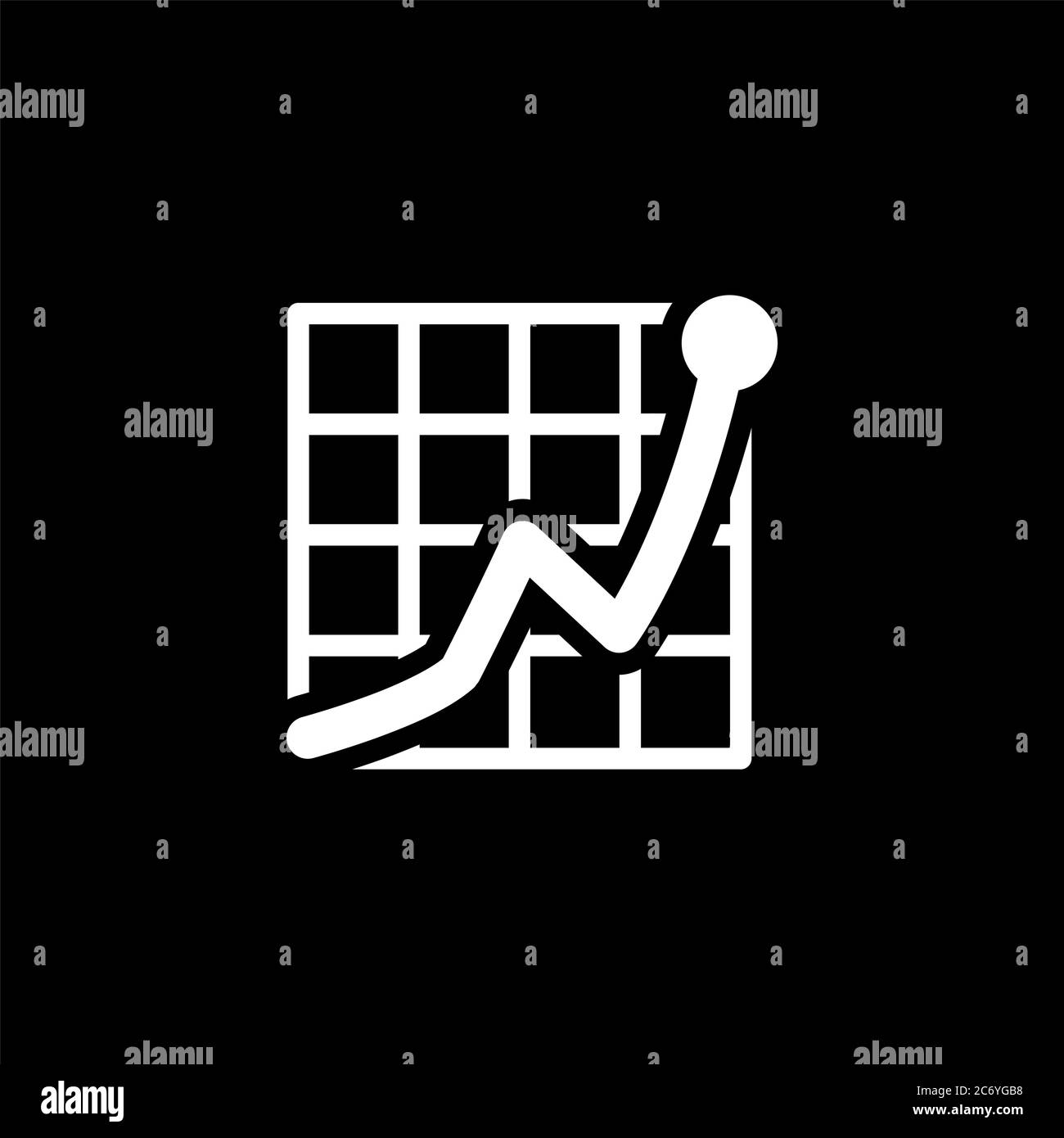 Growing Graph Icon On Black Background. Black Flat Style Vector ...