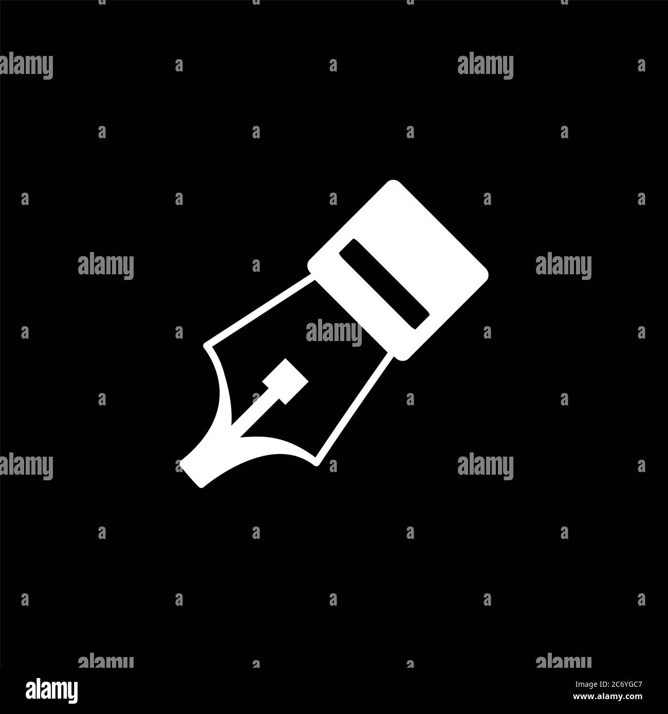 Fountain Pen Nib Icon On Black Background. Black Flat Style Vector ...