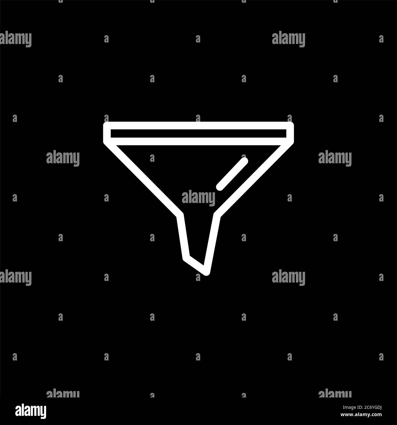 Funnel Line Icon On Black Background. Black Flat Style Vector ...