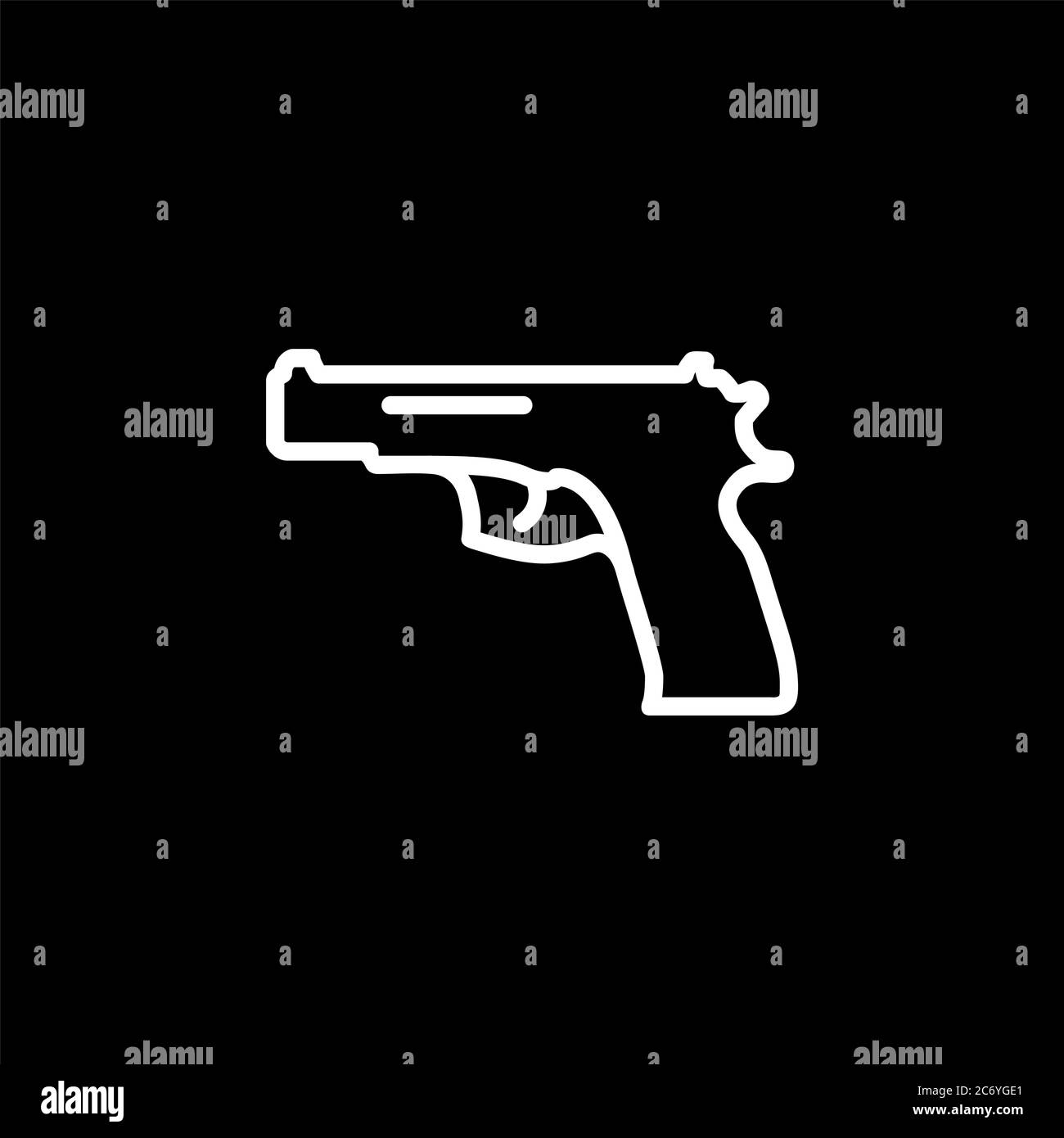 Gun Line Icon On Black Background. Black Flat Style Vector Illustration ...
