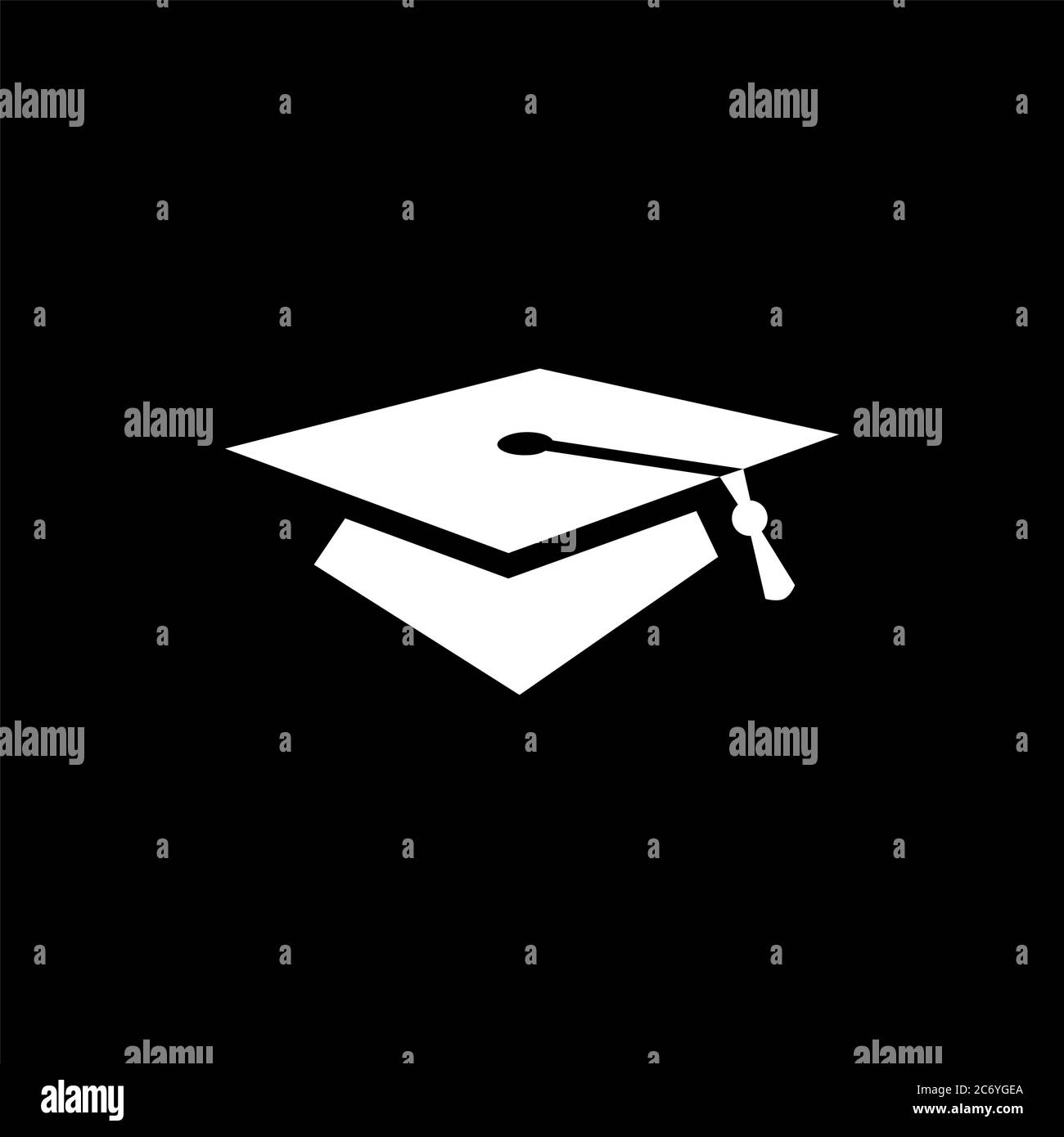 Graduation Hat Icon On Black Background. Black Flat Style Vector ...