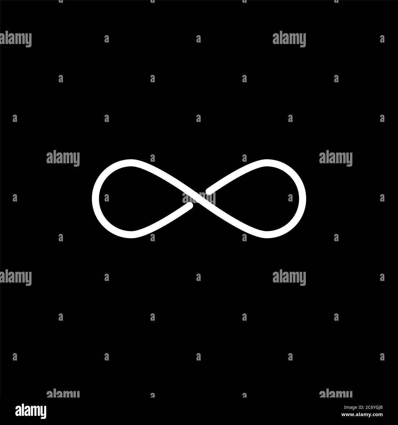 Infinity Line Icon On Black Background. Black Flat Style Vector ...