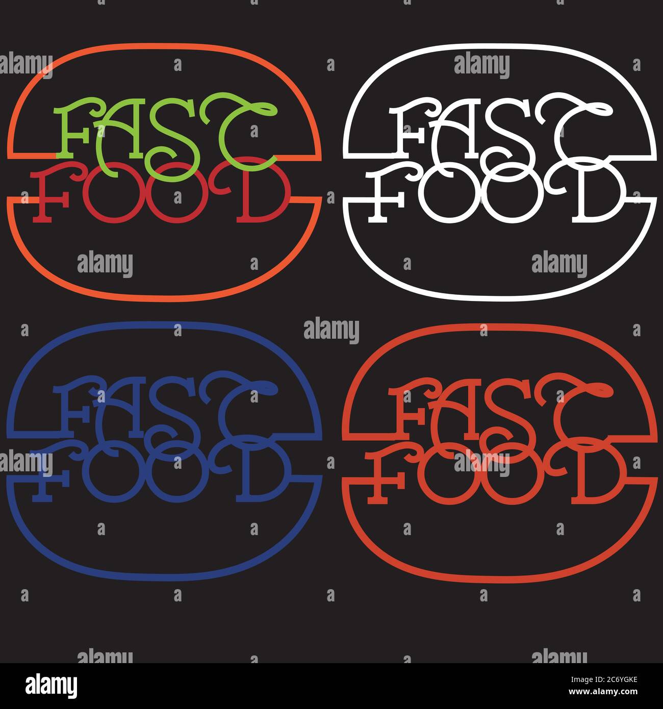minimal abstract logo lettering fast food in different ways Stock ...