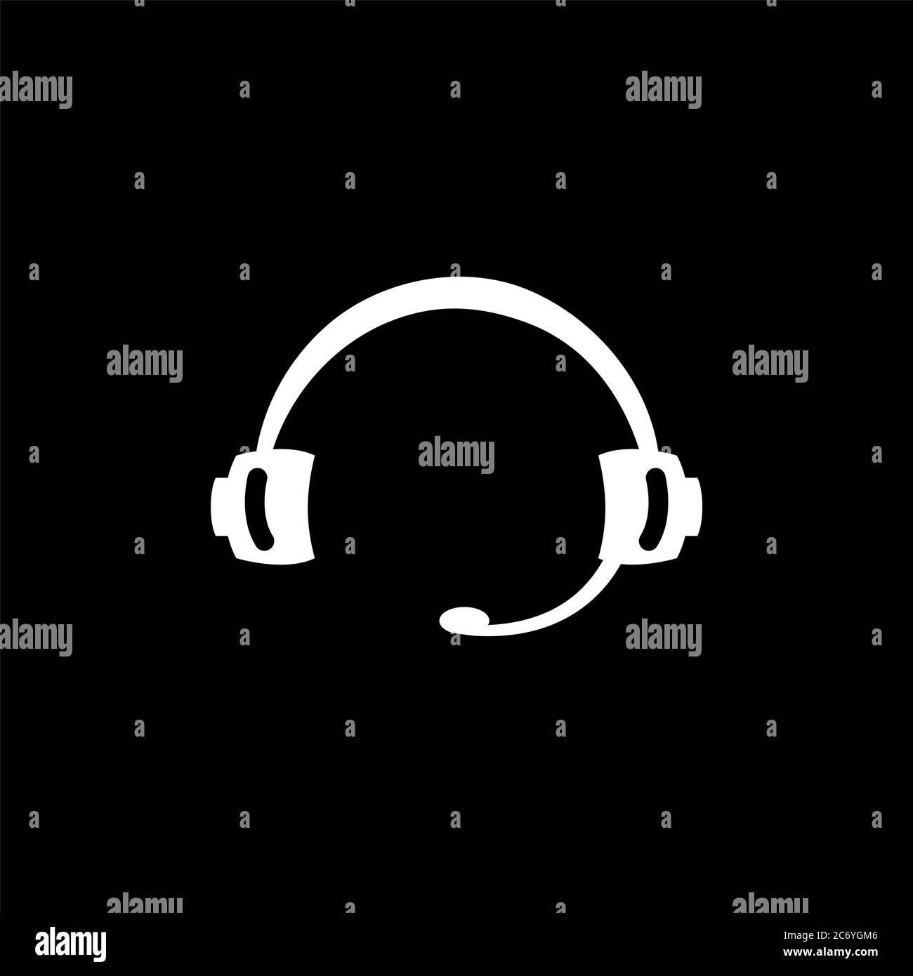 Headphone Icon On Black Background. Black Flat Style Vector ...