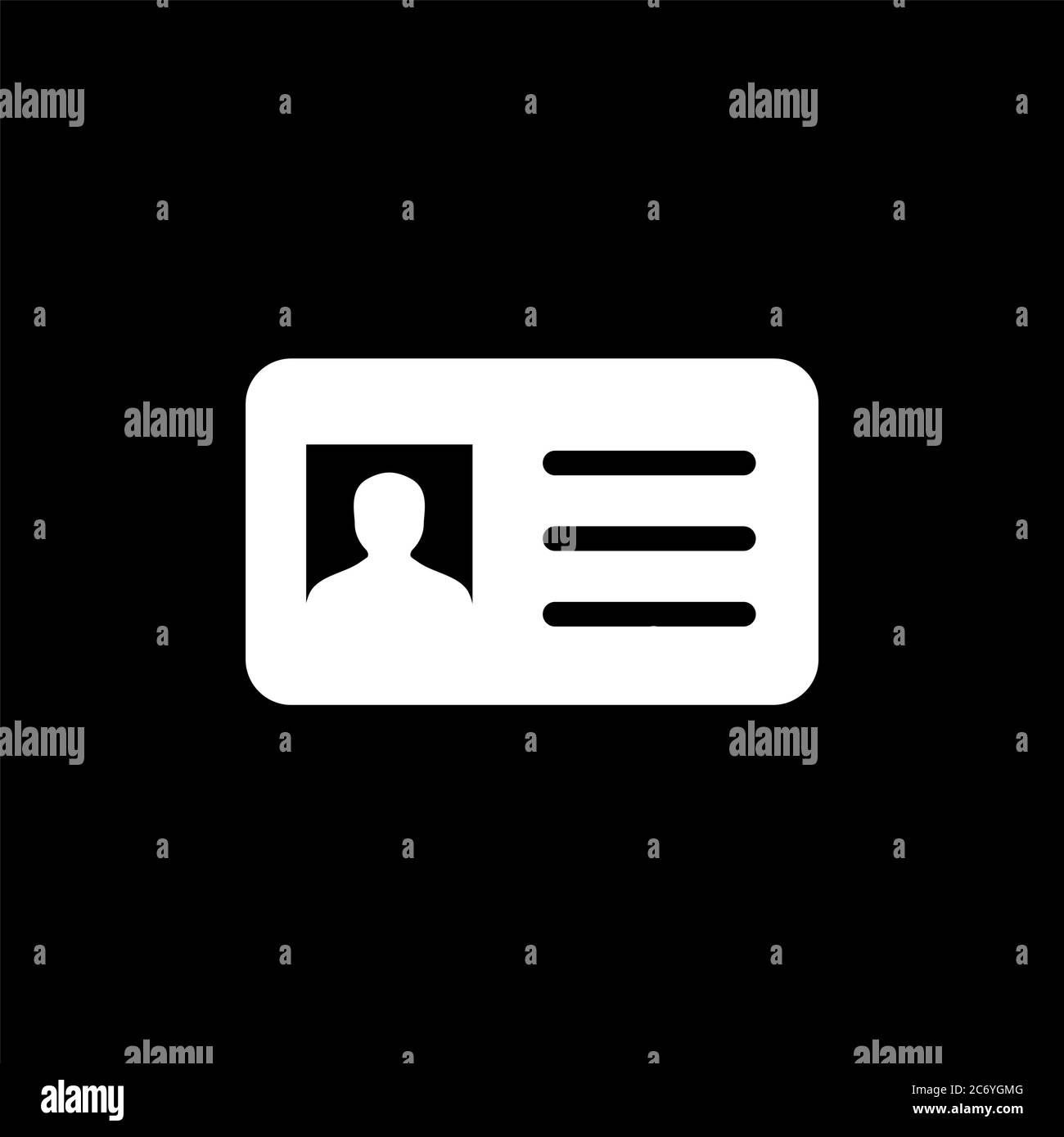 ID Card Icon On Black Background. Black Flat Style Vector Illustration ...