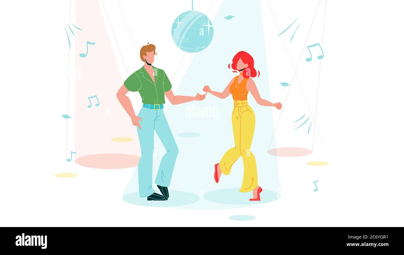 Boy And Girl Dancing Funk Dance Characters Vector Stock Vector Image ...