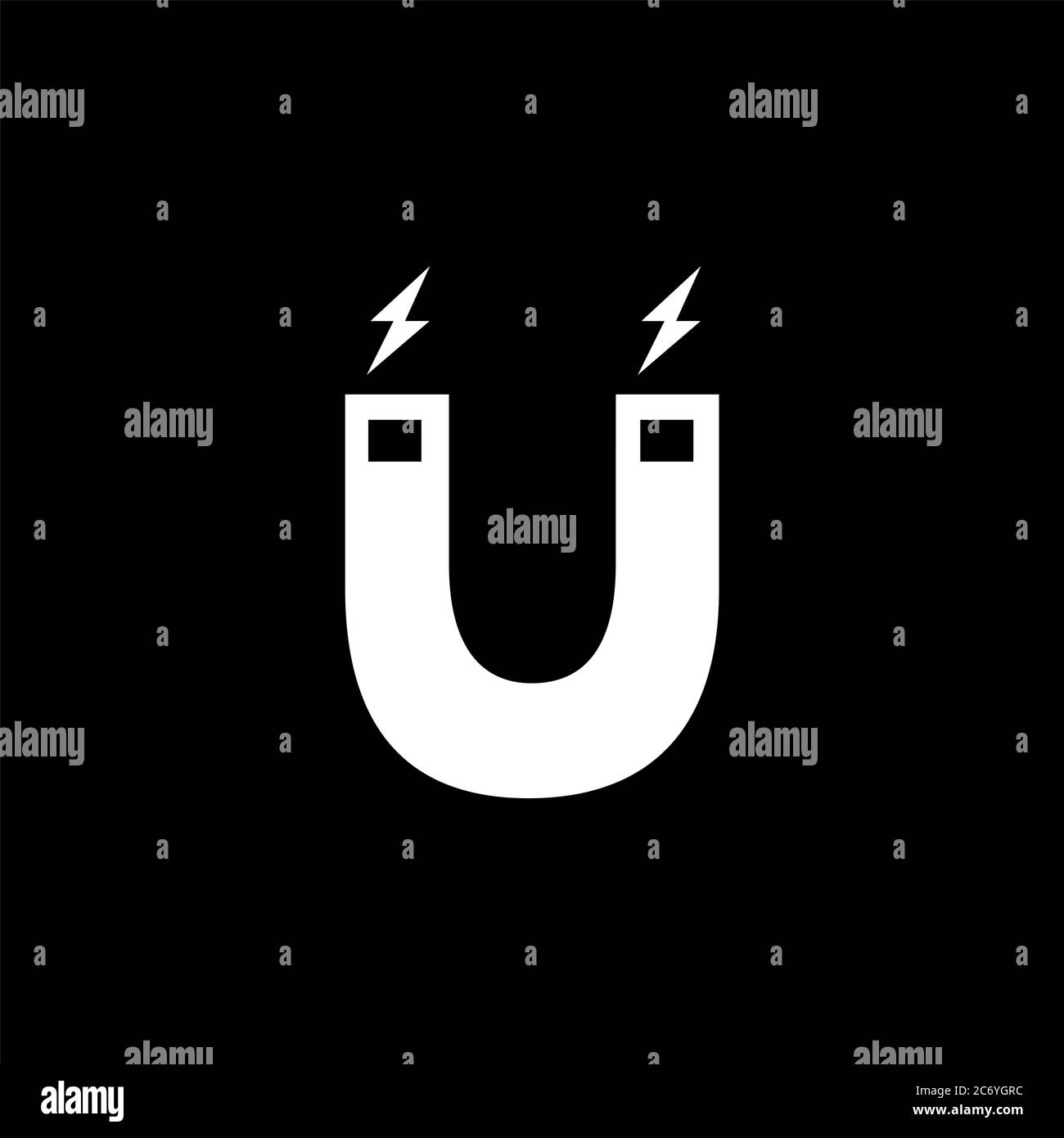 Magnet Icon On Black Background. Black Flat Style Vector Illustration ...