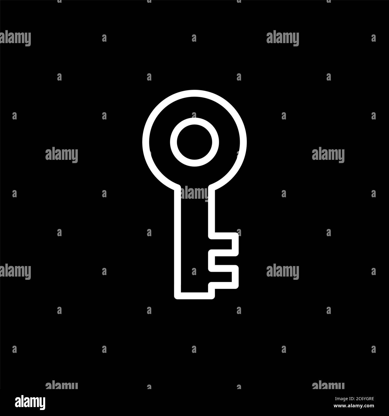 Key Line Icon On Black Background. Black Flat Style Vector Illustration ...