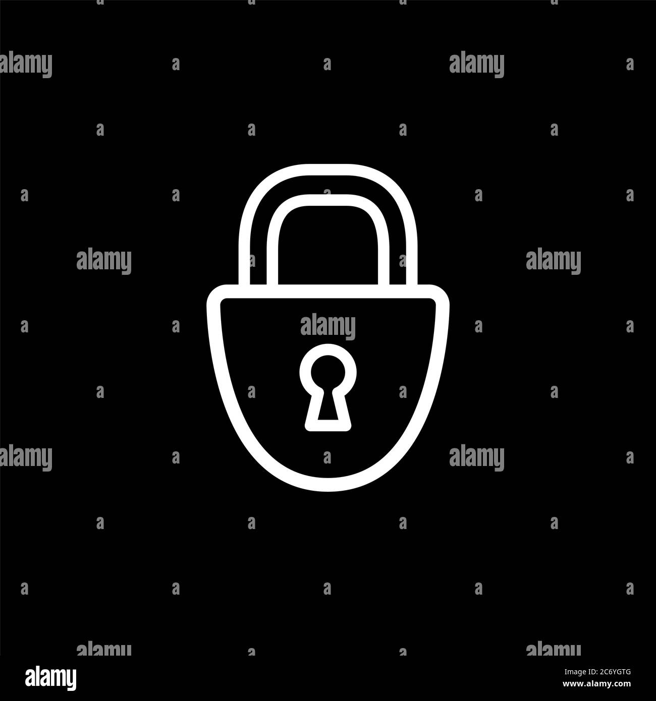Lock Line Icon On Black Background. Black Flat Style Vector ...