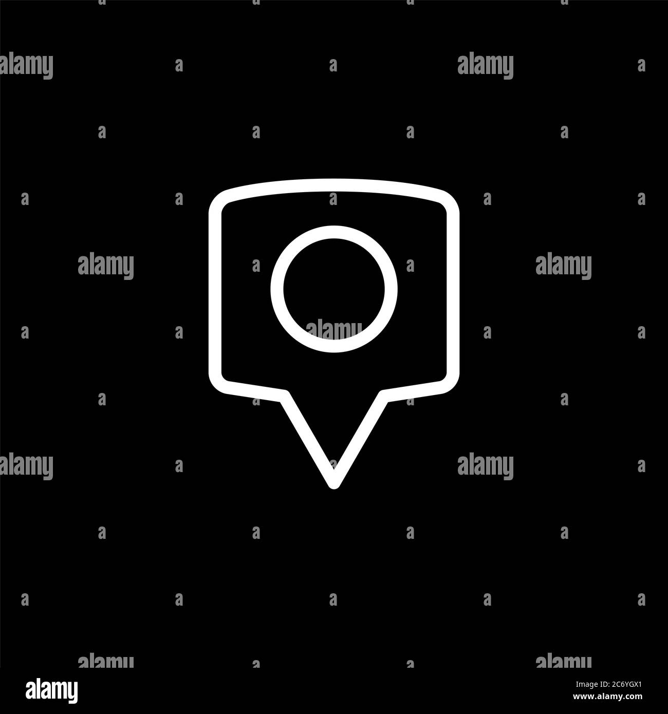 Locator Line Icon On Black Background. Black Flat Style Vector ...
