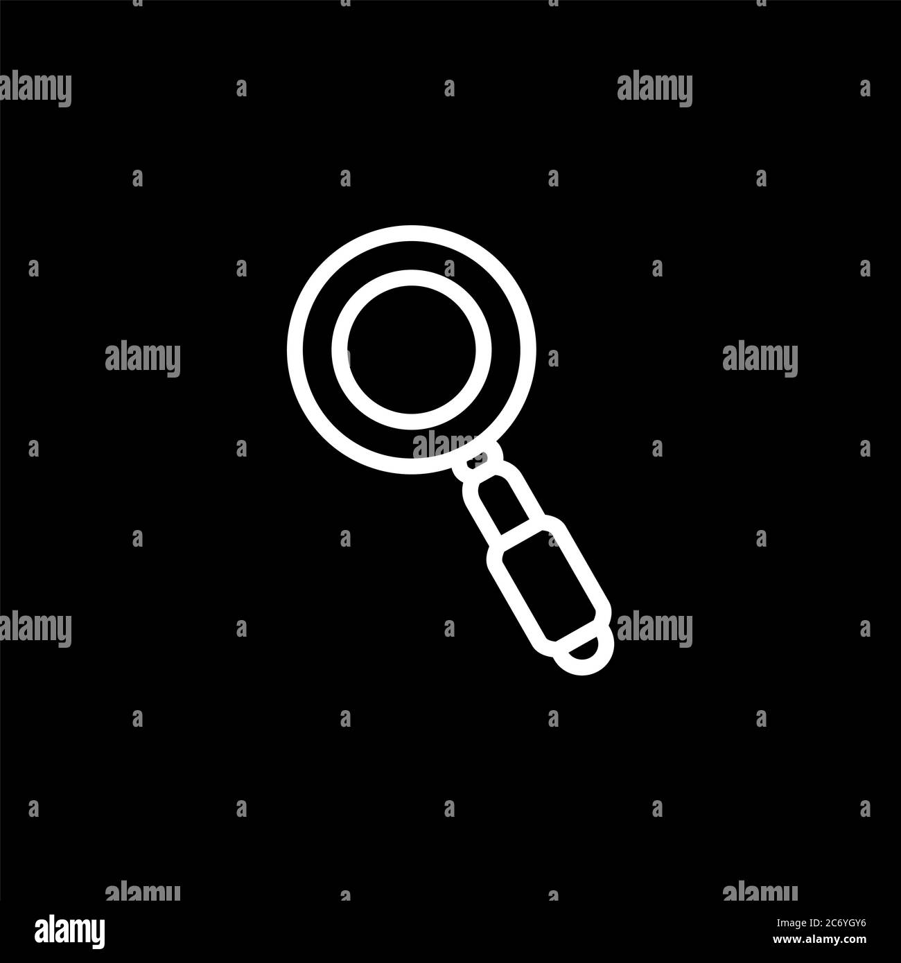 Magnifying Glass Line Icon On Black Background. Black Flat Style Vector ...