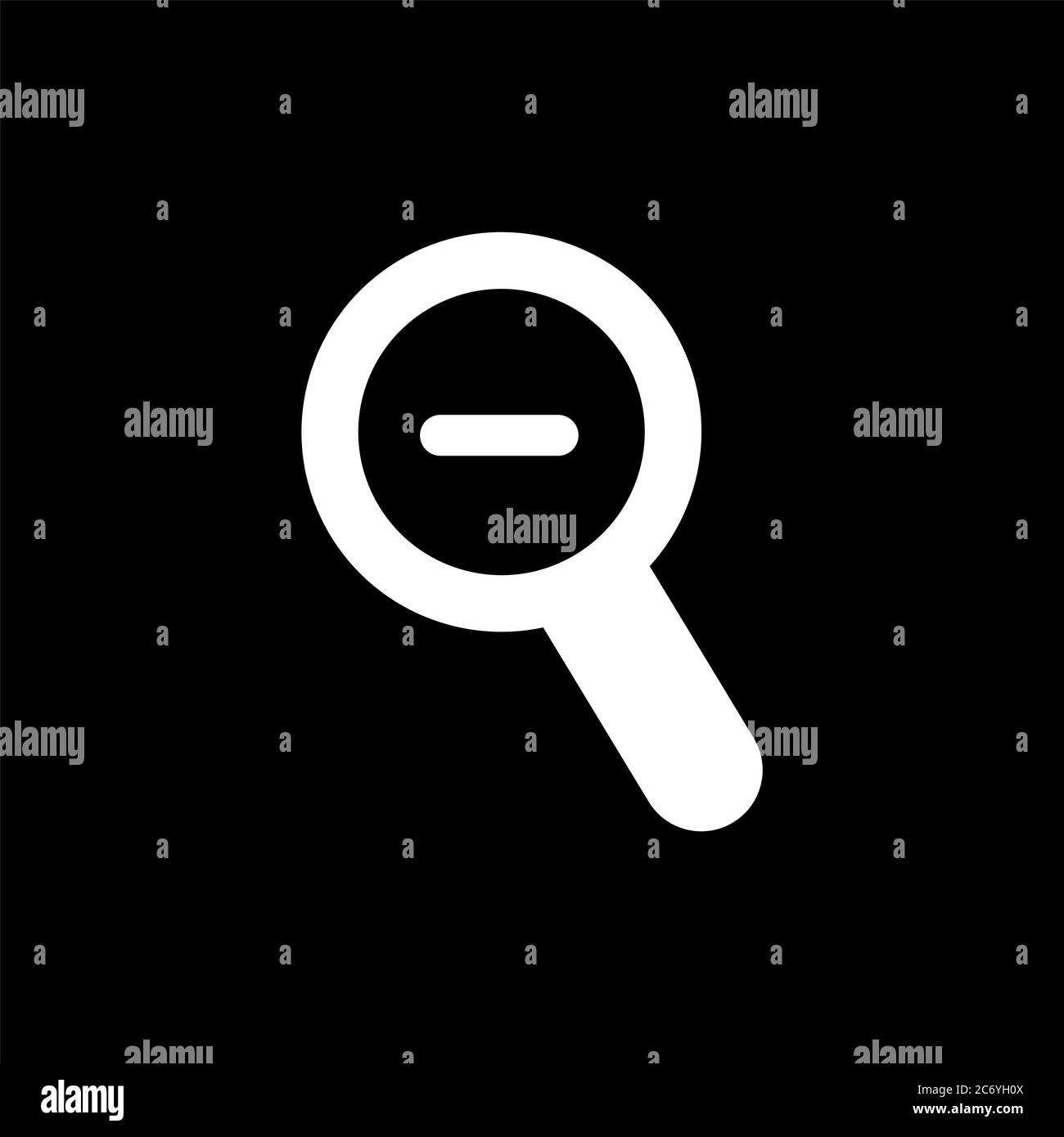 Magnifying Glass Minus Icon On Black Background. Black Flat Style ...