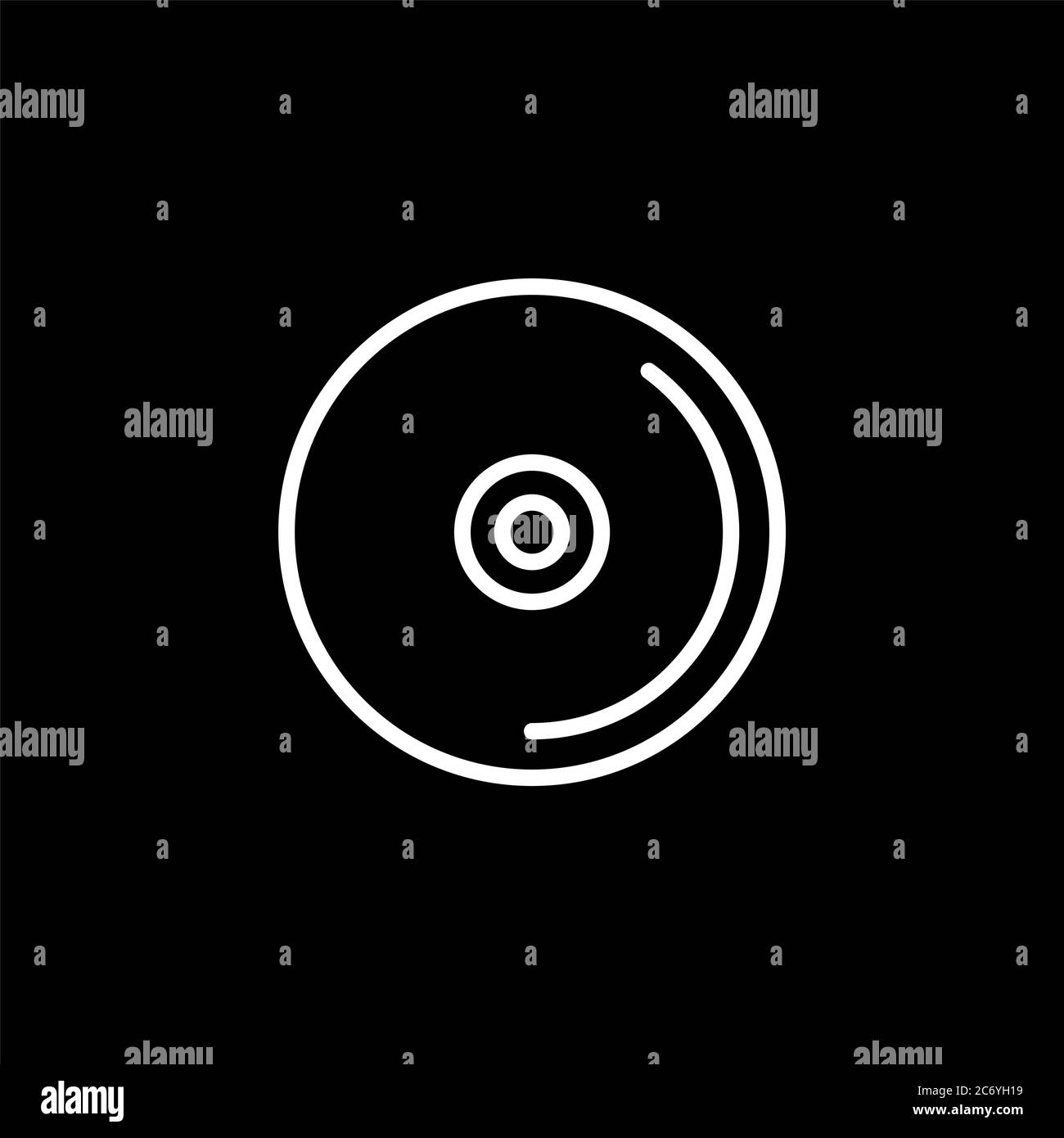 DVD or CD Line Icon On Black Background. Black Flat Style Vector ...